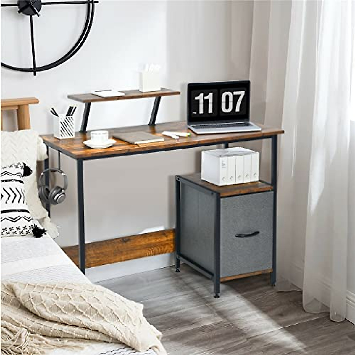 ZHAOLEI Computer Desk Writing Workstation W/Movable Storage Rack & Shelf for Home Office