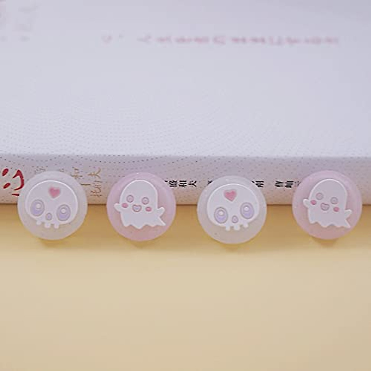 PERFECTSIGHT Cute Thumb Grip Caps for PlayStation 4/5, PS5, PS4, Xbox Series X/S, Xbox One, Switch PRO Controller, 4PCS Kawaii Soft Rubber 3D Analog Thumbsticks Grips Joystick Cover - Glitter Ghost