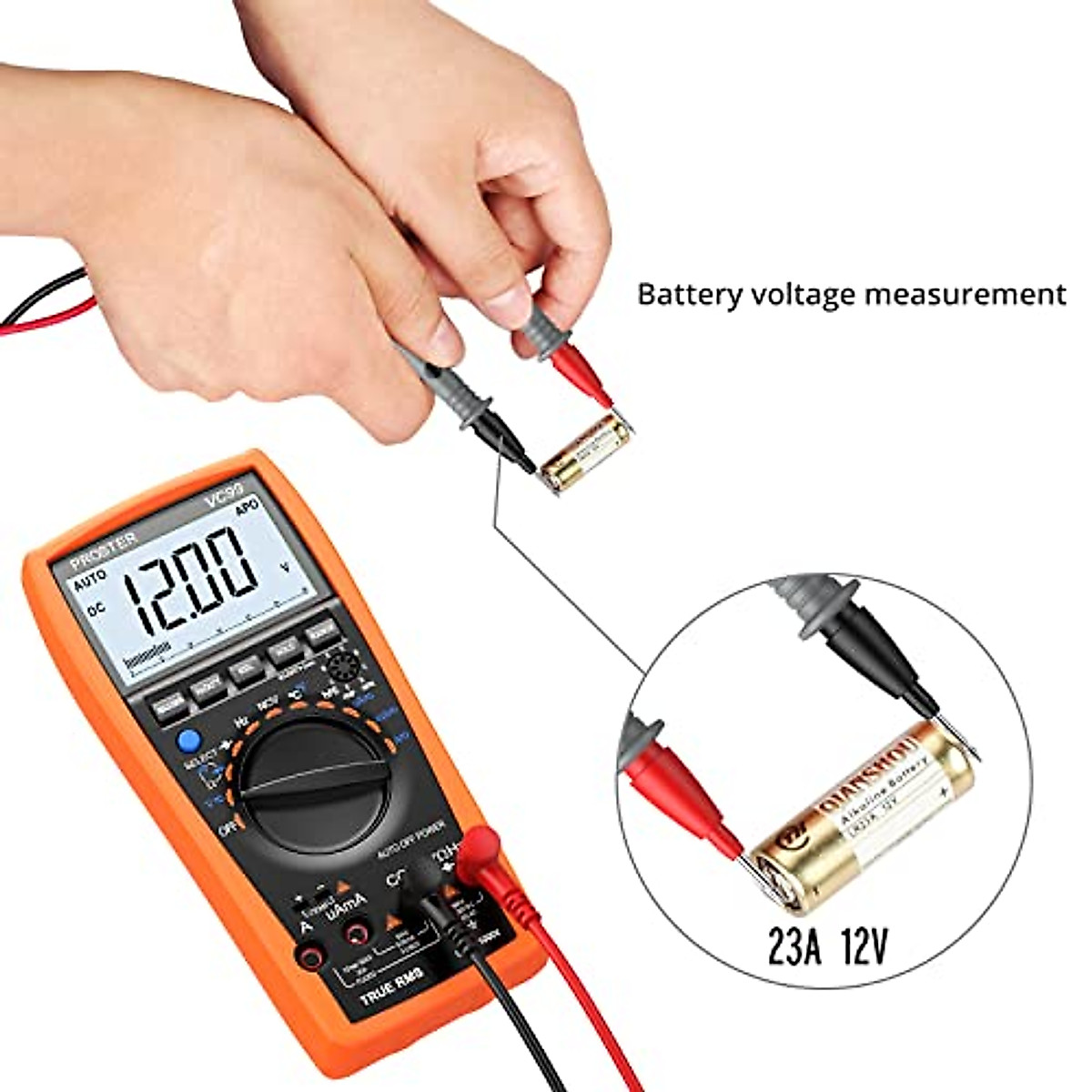 Proster Autoranging Multimeter 6000 Count TRMS Digital Multitester NCV AC DC Current Voltage Tester Amp Ohm Volt Meter Capacitance Test Temperature Measurement Continuity Tester