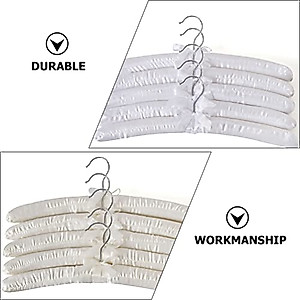 5Pcs Clothing Hangers, Felt Hangers Bride Hanger Padded Hangers Wedding Dress Hanger Anti Slip Fabric Hangers Satin Hangers for Sweaters Dresses Weddings Lingerie, Random Color