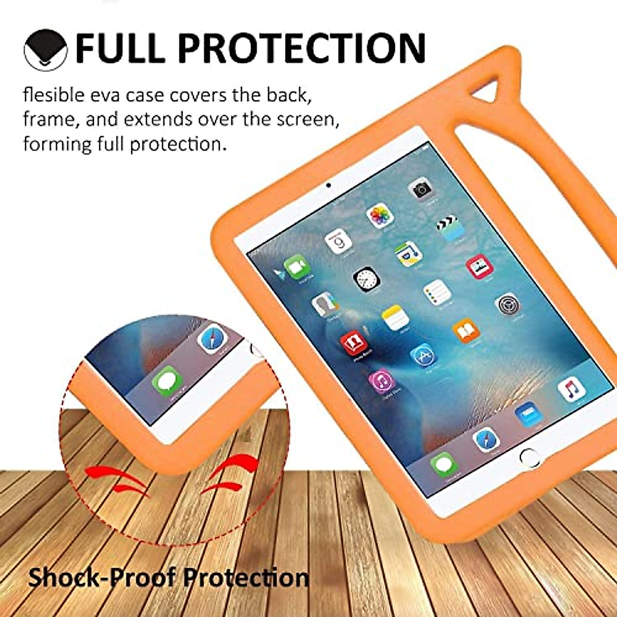 iPad Mini 6 Case for Kids : Safe Shockproof Protection for 8.3 inch Kid Proof + Ultra Lightweight + Comfort Grip Carrying Handle +Folding Stand-Orange