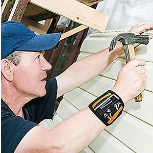 Magnetic wristband with powerful magnet for fixing screws and nails gadgets for men, women, dads, husbands, carpenters (blue)