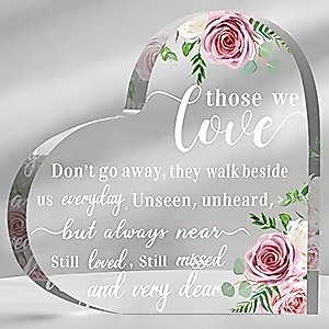 Sympathy Gift Bereavement Gift Arylic Heart in Memorial of loved one gifts, Loss of Father, Loss of Mother Condolence Gift for Table Remembrance Decorations（6 x 6 x 0.6 Inch）
