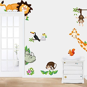MLM Lovely Giraffe Monkey Rhinoceros Lion Zoo Zoological Ggarden Art Wall Stickers Decal for Nursery Home Decor Children Courtyard Baby Room
