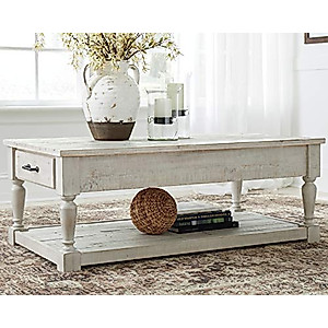 Signature Design by Ashley Shawnalore Rectangular Rustic Cocktail Table, Whitewash