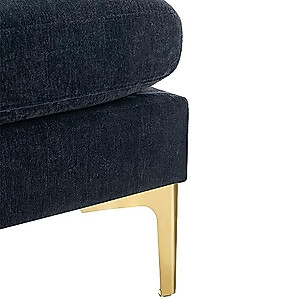 5-Seater Sectional Sofa with Extra Wide Chaise and Movable Ottoman, U Shaped Convertible Corner Couch Bed with Golden Metal Legs,Comfy Velvey Upholstered Sofa&Couches for Living Room Apartment