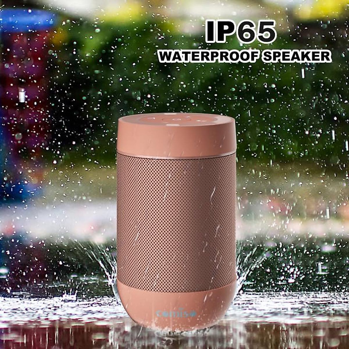 comiso X26M Portable Bluetooth Speaker,Waterproof Speaker IP65,5.3 Bluetooth,360 HD Sound,TWS Stereo Pairing,Built in Mic, Support TF/SD Card-Pink