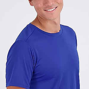 Real Essentials Mens Quick Dry Fit Dri-Fit Short Sleeve Active Wear Training Athletic Crew T-Shirt Gym Wicking Tee Workout Casual Sports Running Tennis Exercise Undershirt Top, Set 14, L, Pack of 5