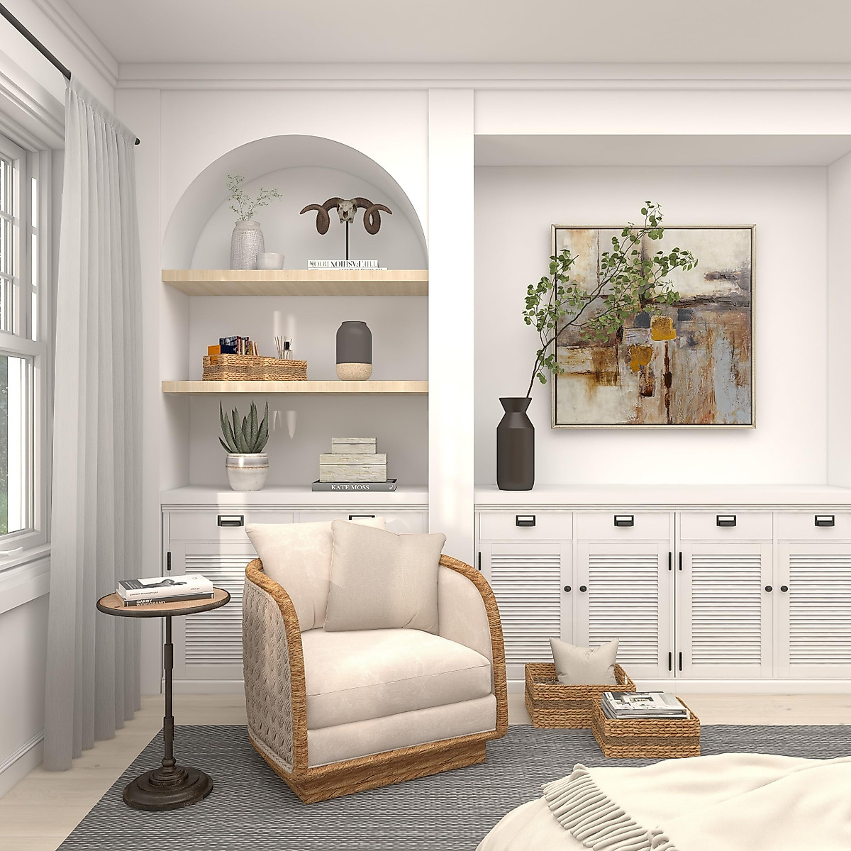 Deco 79 Seagrass Handmade Decorative and Functional Storage Basket Basket Organizer with Handles, Set of 4 Basket for Storage 16", 14", 12", 10"W, Light Brown