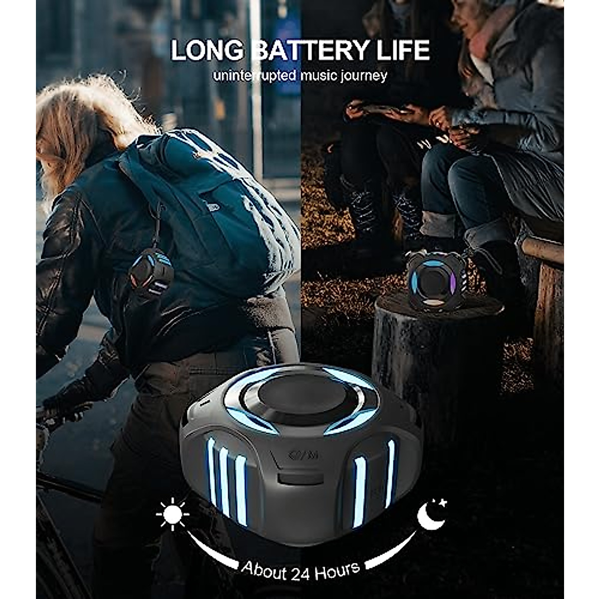 Waterproof Bluetooth Speaker IPX7, Shower Speaker with Multi-Color Light,Floating, Loud HD Stereo Sound, Robust Bass, Portable Speaker with 24H Playtime for Kayak Canoe Beach Trip, Gifts for Men,Women