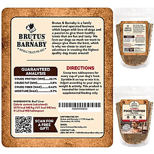 BRUTUS & BARNABY Dog Food Topper - Beef Liver - Enhance Your Dogs Meal with This Flavor Packed Mix - Sprinkle On Dog Food Flavoring for Picky Eaters - Just One Single Ingredient