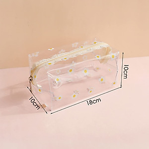 UUYYEO Clear Flower Makeup Bags Transparent Floral Cosmetic Bag Travel Wash Bag Waterproof Toiletry Storage Pouch for Women Girls Daisy