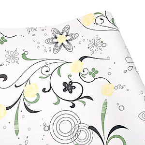 Yifely Yellow Blooms Furniture Paper Decorative Shelf Drawer Liner Self-Adhesive Storage Locker Decor 17.7 Inch by 9.8 Feet