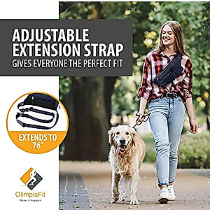 OlimpiaFit Fanny Pack for Women and Men - Waist Bag w/ 6 Anti-Theft Pockets & Plus Size Belt Extension - Water Resistant Travel Accessories - Black