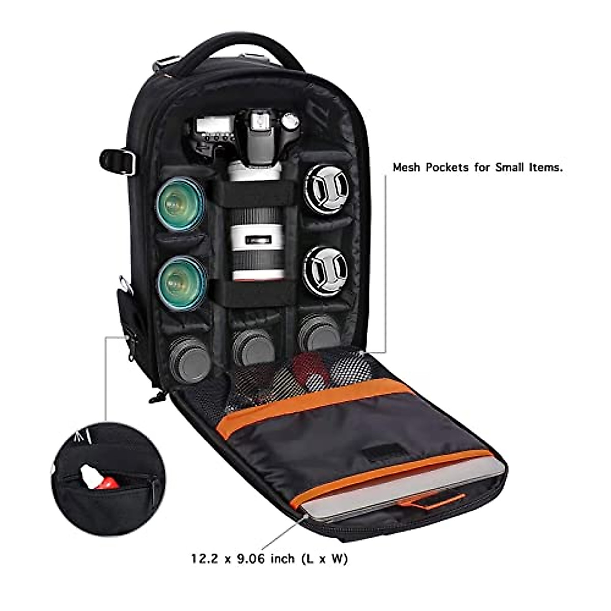 MOSISO Camera Backpack, DSLR/SLR/Mirrorless Photography Camera Case Buffer Padded Shockproof Camera Bag with Customized Modular Inserts&Tripod Holder Compatible with Canon,Nikon,Sony etc, Black