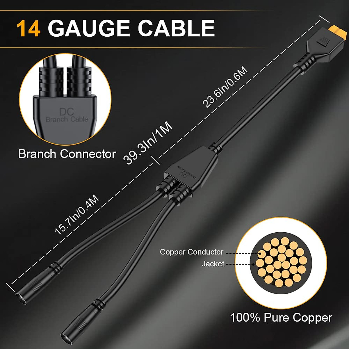 ELECTOP DC 8mm Y Branch Parallel Adapter 14AWG 8mm Female to XT60 Female Solar Panel Adapter 8mm DC Power Plug with DC 5.5x2.5mm Converter for Jackery GZ Yeti Solar Generator Portable Power Station