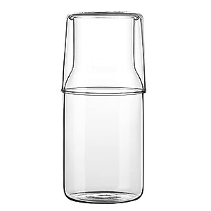 ZILJJ 500ml Bedside Water Carafe Set with Tumbler Glass Set for Bedroom Nightstand, Glass Mouthwash Bottle for Bathroom,Clear Glass Juice Water Pitcher,Night Water Carafe with Cup Set (17.5 oz)