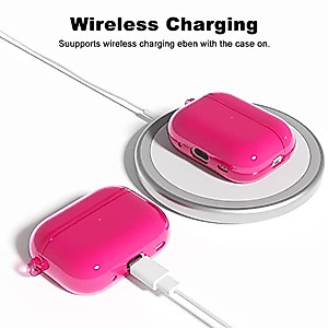 Oakxco Airpods Pro 2nd Generation Case Clear, Soft TPU Silicone Transparent Protective Cover with Lanyard Wrist Strap, Thin Slim Fit Rubber Case for iPods Pro 2 for Women Girl Cute, Hot Pink