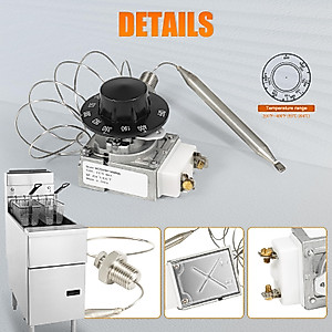 60125401 Deep Fryer Thermostat with Knob Switch, Millivolt Thermostat RX-1-36, 1/4" Mpt Stuff Box Compatible with Pitco 60124501, Imperial 1175, American Range 11113 A50400, Royal Range 3113, 200-400F