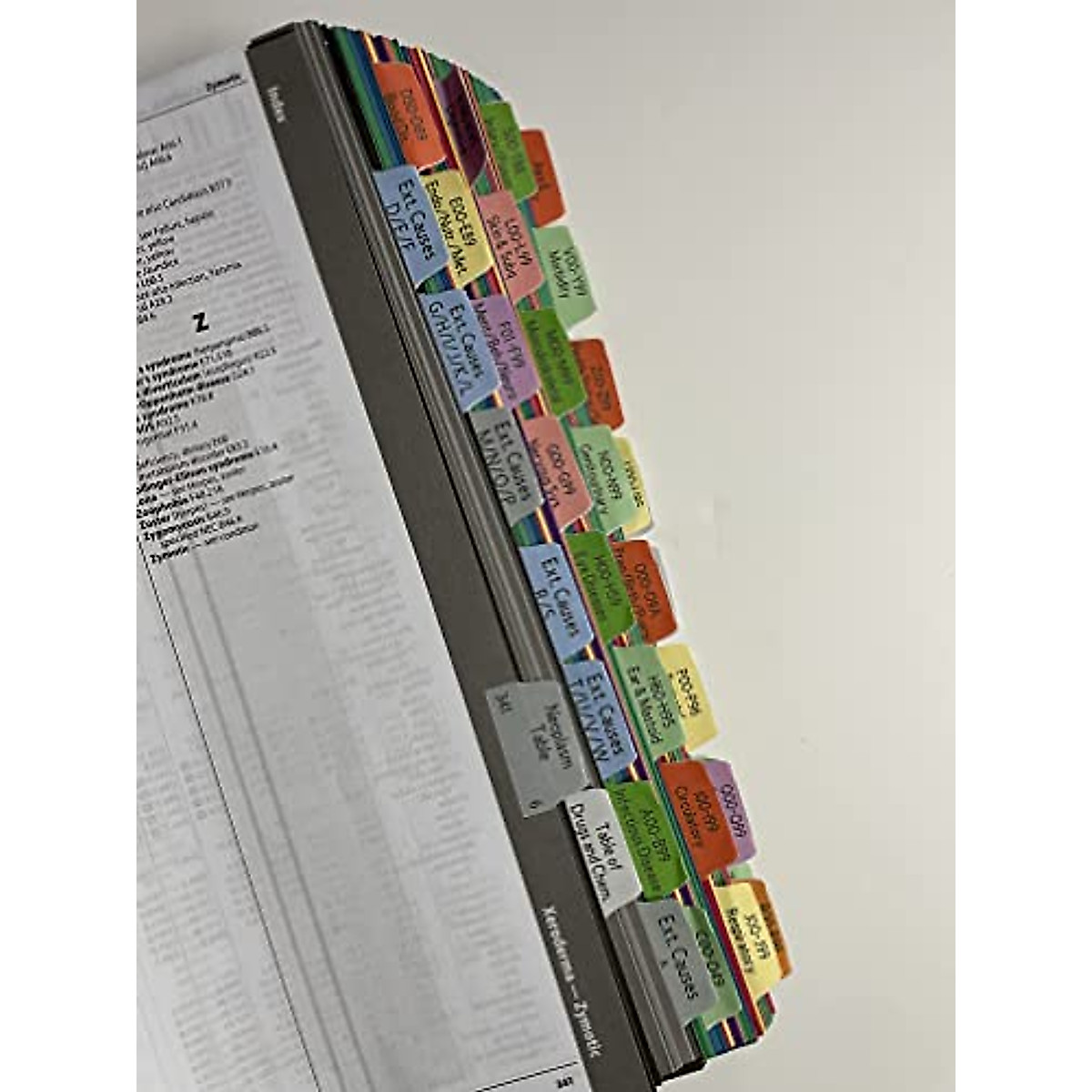 Book Tabs for ICD-10-CM 2024 The Complete Official Codebook with Guidelines (AMA/Optum Physicians version). Laminated, Color-coded, and Repositionable with alignment card for easy application.