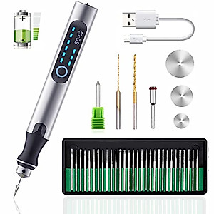 USB Rechargable Engraving Machines With 35bits,Mini Electric Engraver Etching Pen Cordless Rotary Tools Engraved Jewelry Glass Stone Metal Plastic Wood Resin