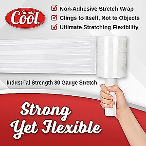 12 Pack Industrial Strength Mini Hand Stretch Wrap 5" 1000 Ft Roll 80 Gauge Thick, Shrink Wrap Roll for Moving Supplies, Furniture, Pallets, Plastic Wrap for Packing, Heavy Duty Stretch Film