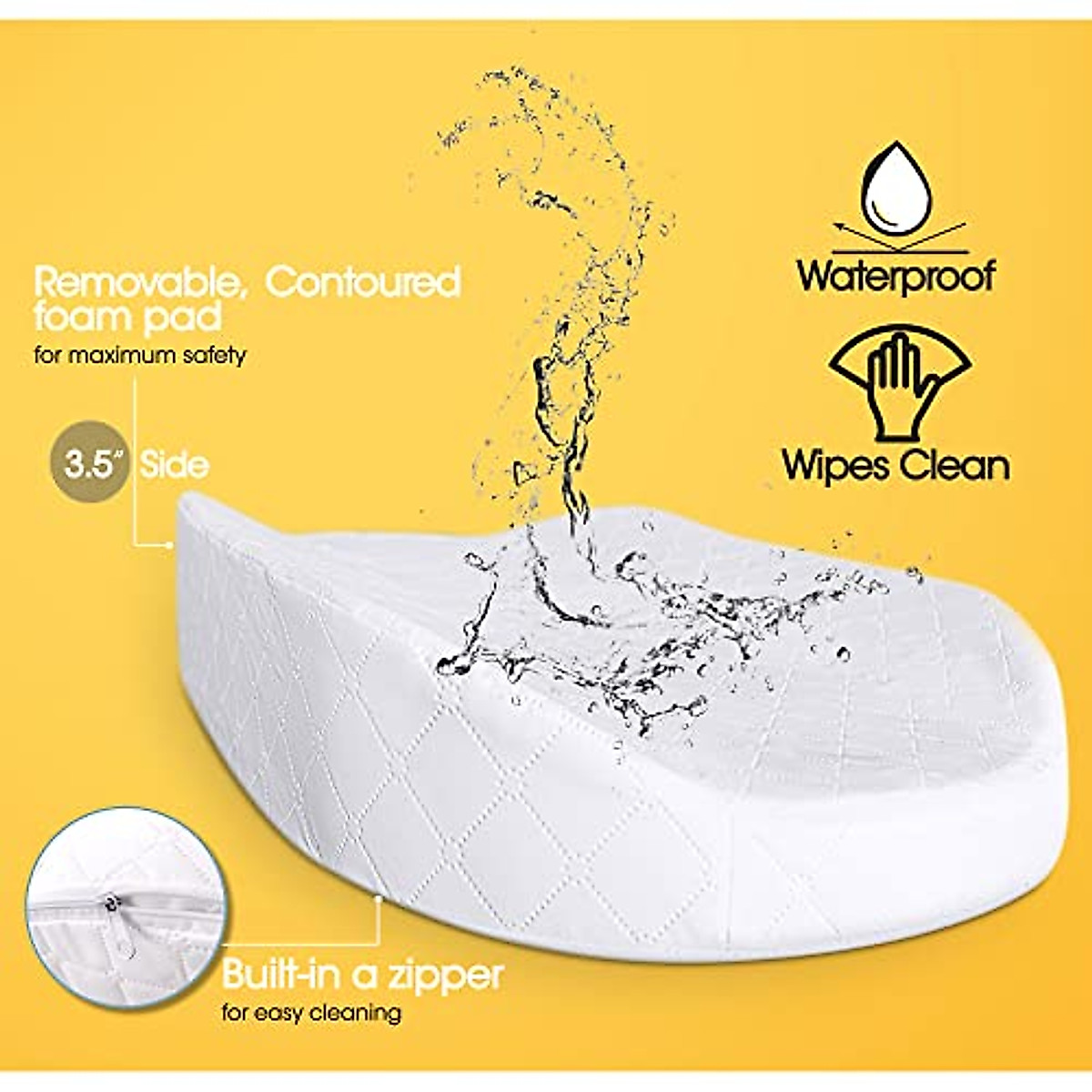 Baby Changing Basket with Contoured Foam Pad - Wipeable Waterproof Cover - Changing Pad Topper for Dresser/Table, Living Room, Portable, Moses Basket, Gray, J&JOO… (Gray)