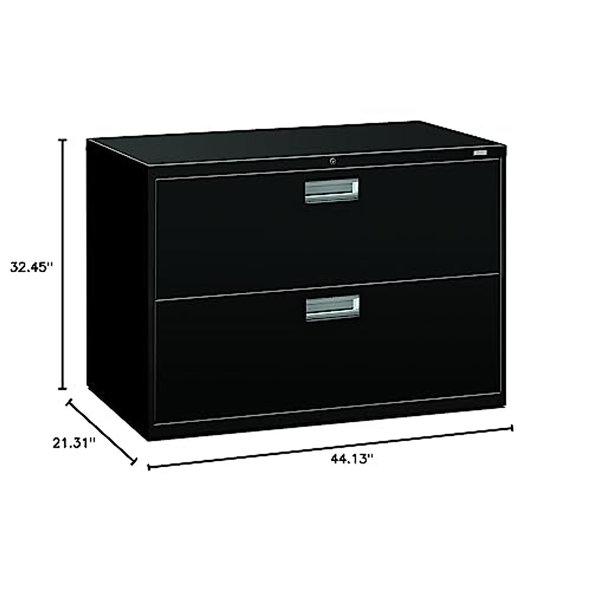 HON Brigade 600 Series Lateral File, 2 Legal/Letter-Size File Drawers, Black, 42" X 18" X 28"