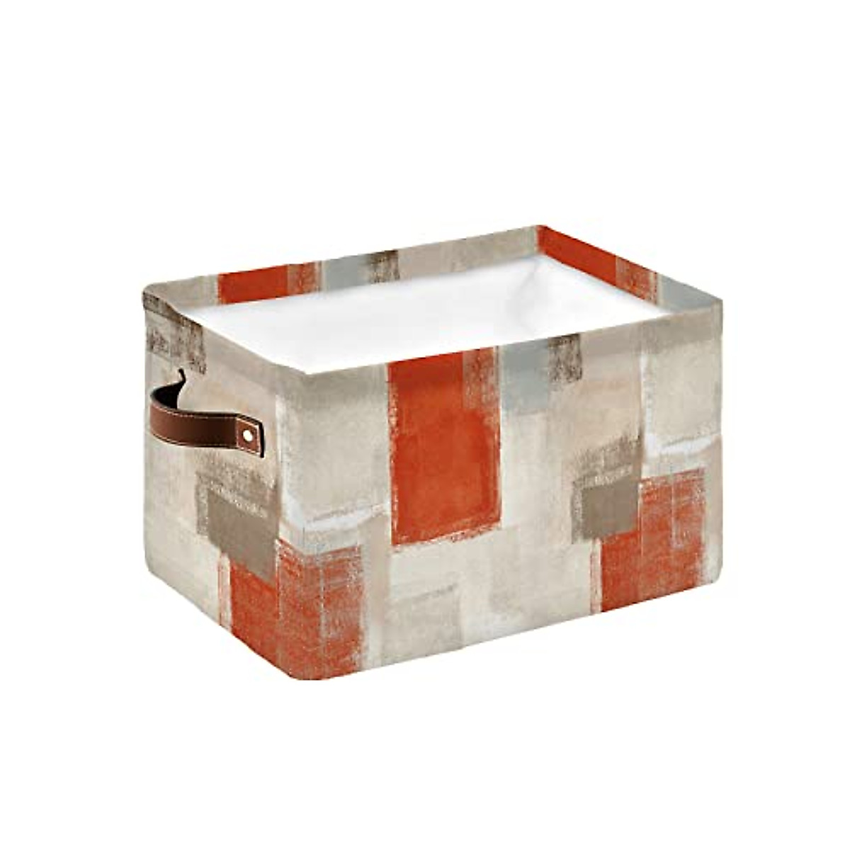 Large Capacity Storage Bins Orange Grey Brown Abstract Paint Storage Cubes, Collapsible Storage Baskets for Organizing for Bedroom Living Room Shelves Home 15x11x9.5 In