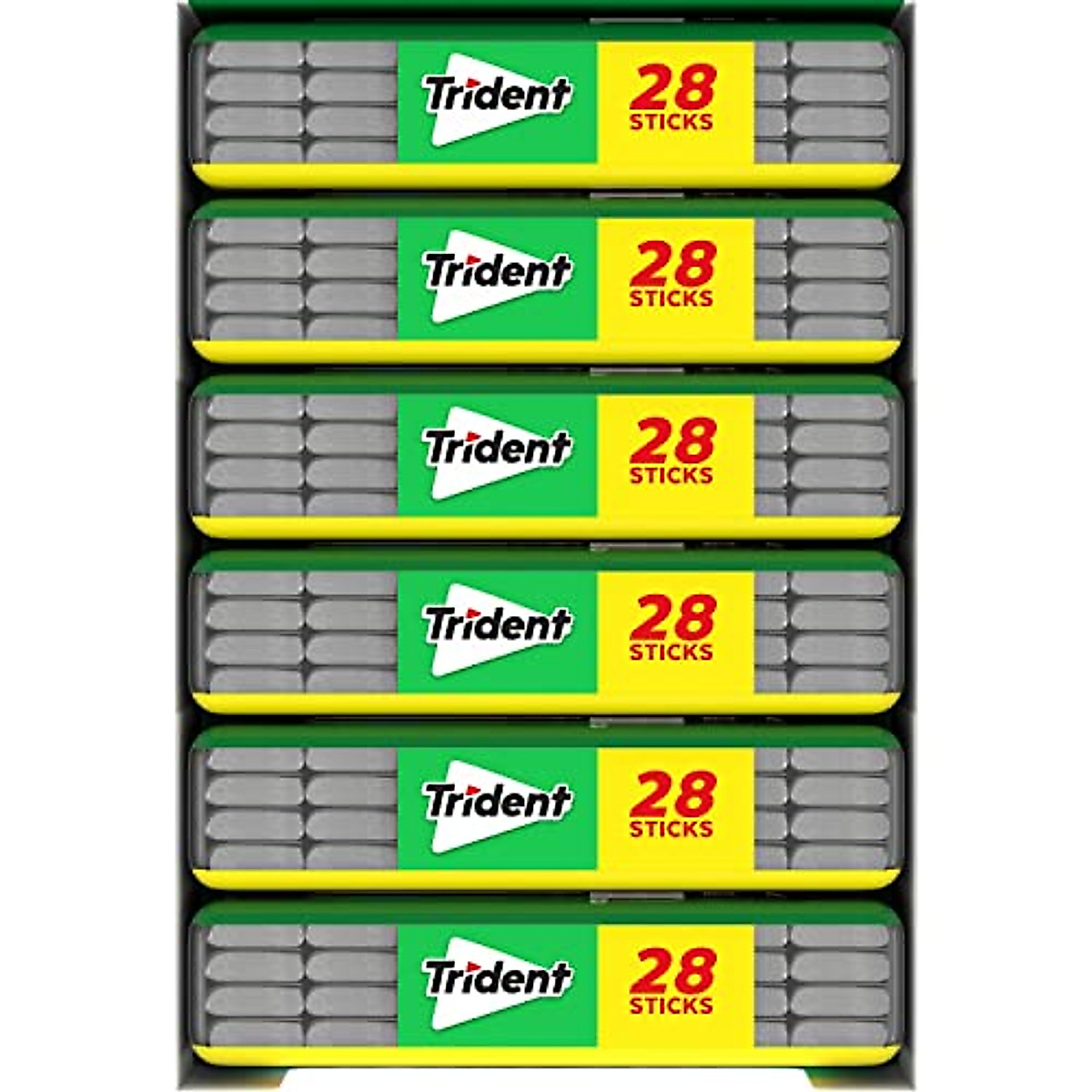 Trident Spearmint Sugar Free Gum, 6 Pocket Packs of 28 Pieces (168 Total Pieces)