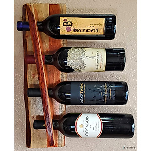 Featherlee - Natural Live Edge Wall Mount Wine Rack for 4 Bottles