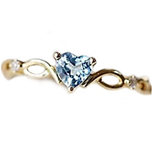 Koguxuix 14k Gold Sea Blue Topaz Love Heart CZ Crystal Diamond Ring Women Anniversary Engagement Wedding Gemstone Ring (8)