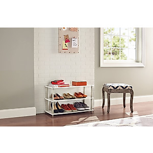 ClosetMaid 3-Tier Shelf Organizer Unit for Shoes, Accessories, Hats, Purses, Bags, in Entryway or Closet, Wood Shelves with Metal Frame, White