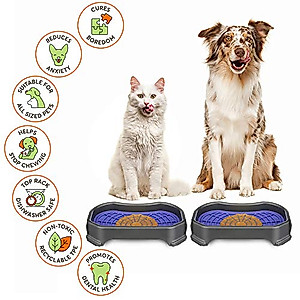 Neater Pets - Neat-LIK with Mess-Proof Tray Keeps Floors Clean - Slow Feeding Pad for Dogs & Cats - Relieves Anxiety & Cures Boredom - Fill Licking Pad with Treats & Food (Purple & Gunmetal)