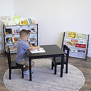 Humble Crew, Espresso Kids Wood Table and 4 Chairs Set, 5-Piece & Modern Toy Organizer with 12 Bins, Espresso/White