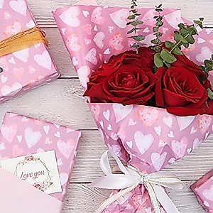 Valentine's Day Wrapping Paper, Reversible Heart Wrapping Paper, Pink Gift Wrapping Paper, 4 sheets 20x28 inches per sheet, Gift Wrap for Mothers Day, Valentines Day, Lover Birthday, Wedding, Anniversary