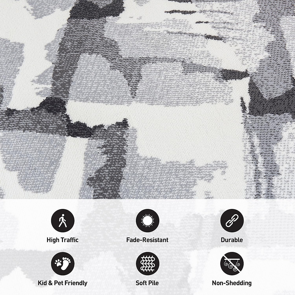 Rugshop Contemporary Abstract Design Soft Area Rug 5' x 7' Gray