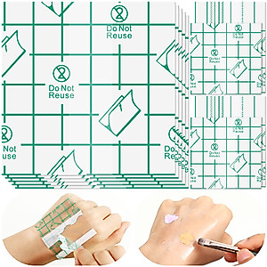 100 Pieces Hand Palette makeup artist supplies Single Use Makeup Hand Palette Makeup Mixing Palette Makeup Artist Must Haves Transparent Waterproof Makeup Tape for Women (2.3 x 2.3 Inches)