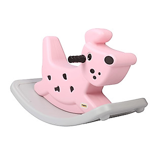COLOR TREE Kids Rocking Horse - Ride-on Toy for Toddlers 1-3 Years Old,Durable HDPE Material Rocker for Indoor Outdoor,Boys & Girls Rocking Toy for 6 Mons Up(Pink)
