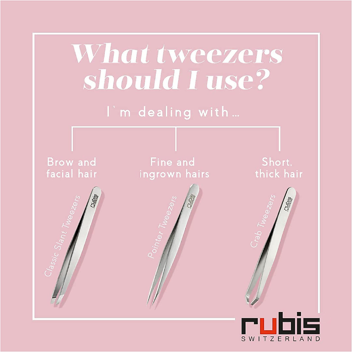 Rubis Classic Stainless Steel Slanted Tweezers for Precise Eyebrows and Hair Removal, 1K109, Made in Switzerland, Blue