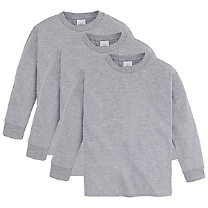 Hanes boys Tagless Long Sleeve Tee (Pack of 3) T Shirt, Light Steel, Medium US