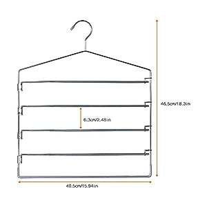 Hangers Pants Space Hanger Multiple Saving Organizer Arm Closet Hangers Jeans Pieces Rack Hanger Pants 2 Trousers with Non-Slip Pants Swing Rack Sink Rack for Top of Sink (Silver, One Size)