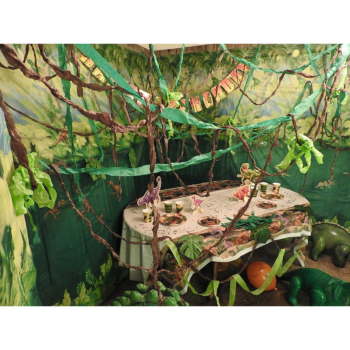 Crepe Paper Streamers 9 Rolls 738 ft Crepe Paper Decorations for Dinosaur Birthday Party, Natural Theme or Green Party(Jungle Green Combo)