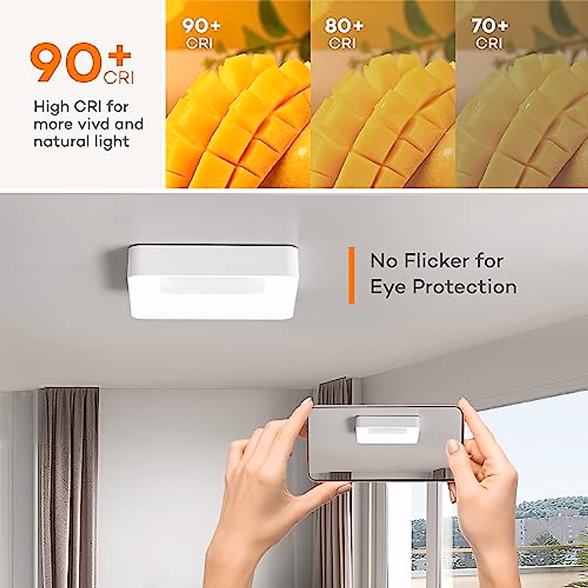 BLNAN 12 Inch Dimmable Flush Mount LED Ceiling Light Fixture with Remote Control, 24W 2400LM 3000K-6500K Dimming Ceiling Lamp for Bedroom Kitchen Hallway