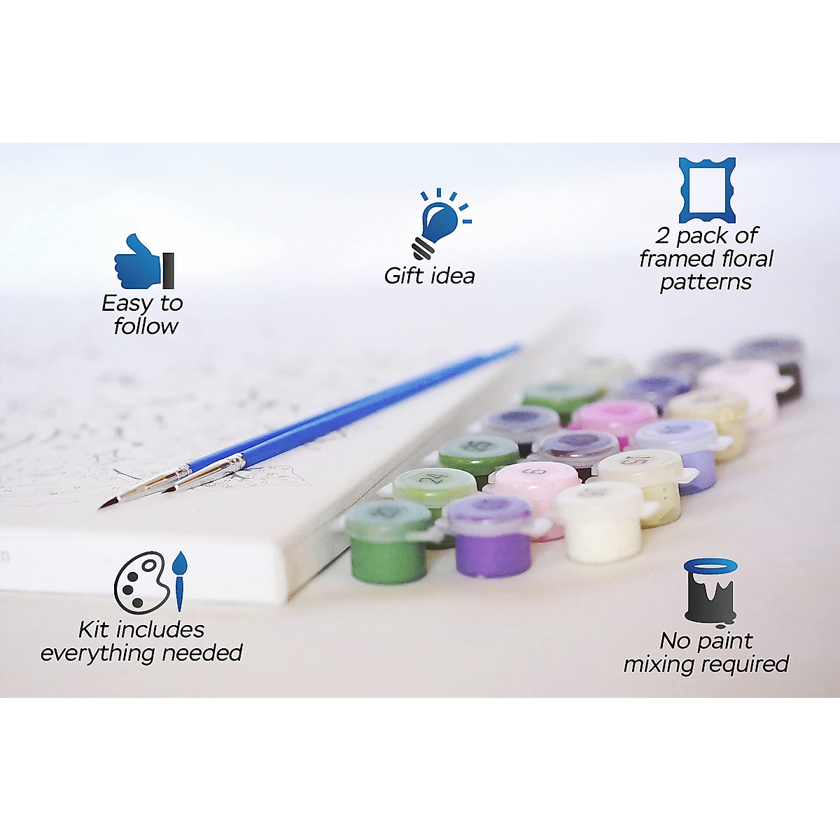 CRAFTBARN - 2 Framed DIY Paint by Numbers for Adults Beginner, Paint by Number for Adults Framed Canvas, Painting by Numbers for Adults, 2 10x10, Paint by Number for Adults, Crafts for Adults Women