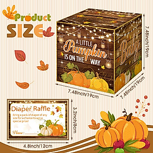 51 Pieces Fall Pumpkin Diaper Raffle Tickets with Diaper Raffle Card Box, Diaper Raffle Sign Advice and Wishes Diaper Party Raffle Insert Cards Baby Shower Decoration Neutral for Thanksgiving Game Kit