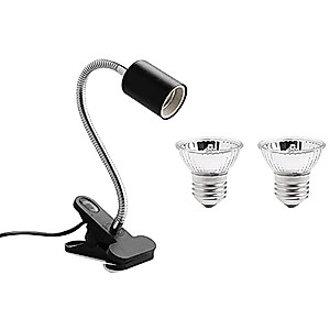 Yecherate (2bulbs Included) Reptile Heat Lamp Reptile Light with Holder&Switch, UVA UVB Reptile Lamp Adjustable with Fixture for Lizard Turtle Snake Amphibian&Aquariaum Accessories