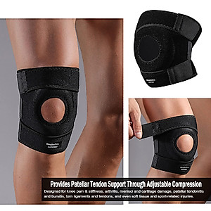 BingboPro® Adjustable Knee Brace For Knee Pain Relief, Knee Support Wrap for Women Men,Knee Compression With Open Patella Stabilizer Knee Pad For Meniscus Tear,Arthritis,ACL,Injury,Running,Working out