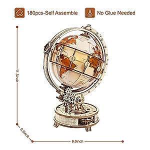 ROBOTIME 3D Puzzles for Adults, Wooden Puzzle Model Kits for Adults to Build, Unique Gift Aesthetic Desk Decor with LED Light