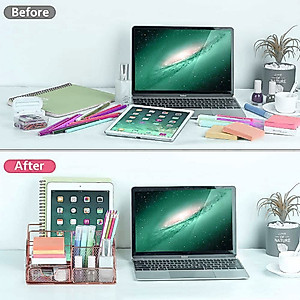 JUOPIEA Desk Organizers and Accessories Office Supplies 12PS Set with Acrylic Stapler, Staple Remover, Pen Holder, Clips, Scissor, Phone Holder, 1 Pen Ect